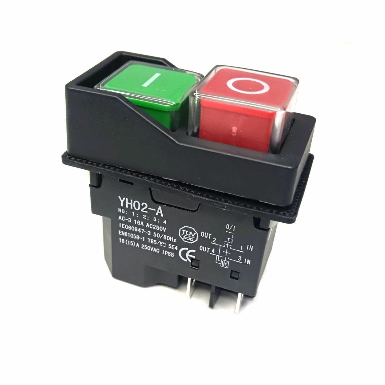 Выключатель магнитный / Кнопка для бетономешалки, станка (4 контакта, водонепроницаемый)