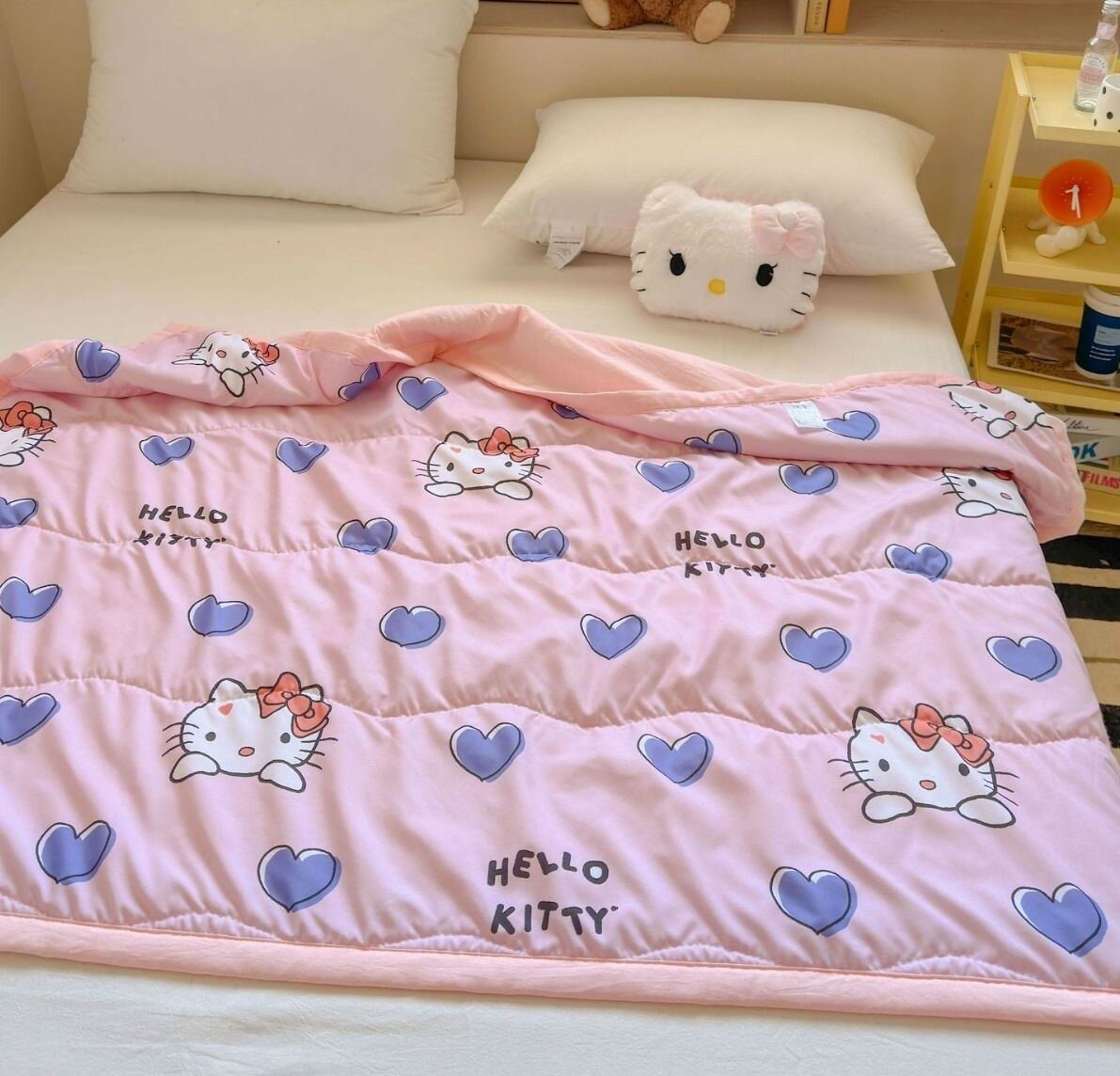 Плед детский с надписью Hello Kitty летнее детское одеяло