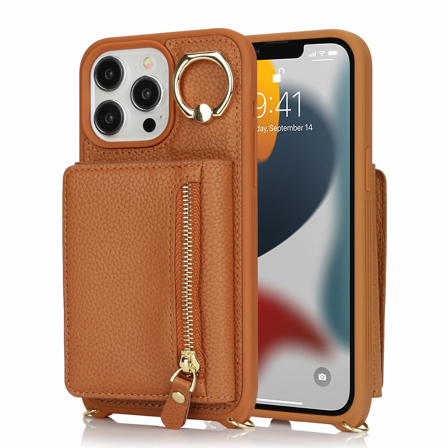 Чехол для iPhone 12 Pro Max / 13 Pro Max 6.7" ZipWallet коричневый