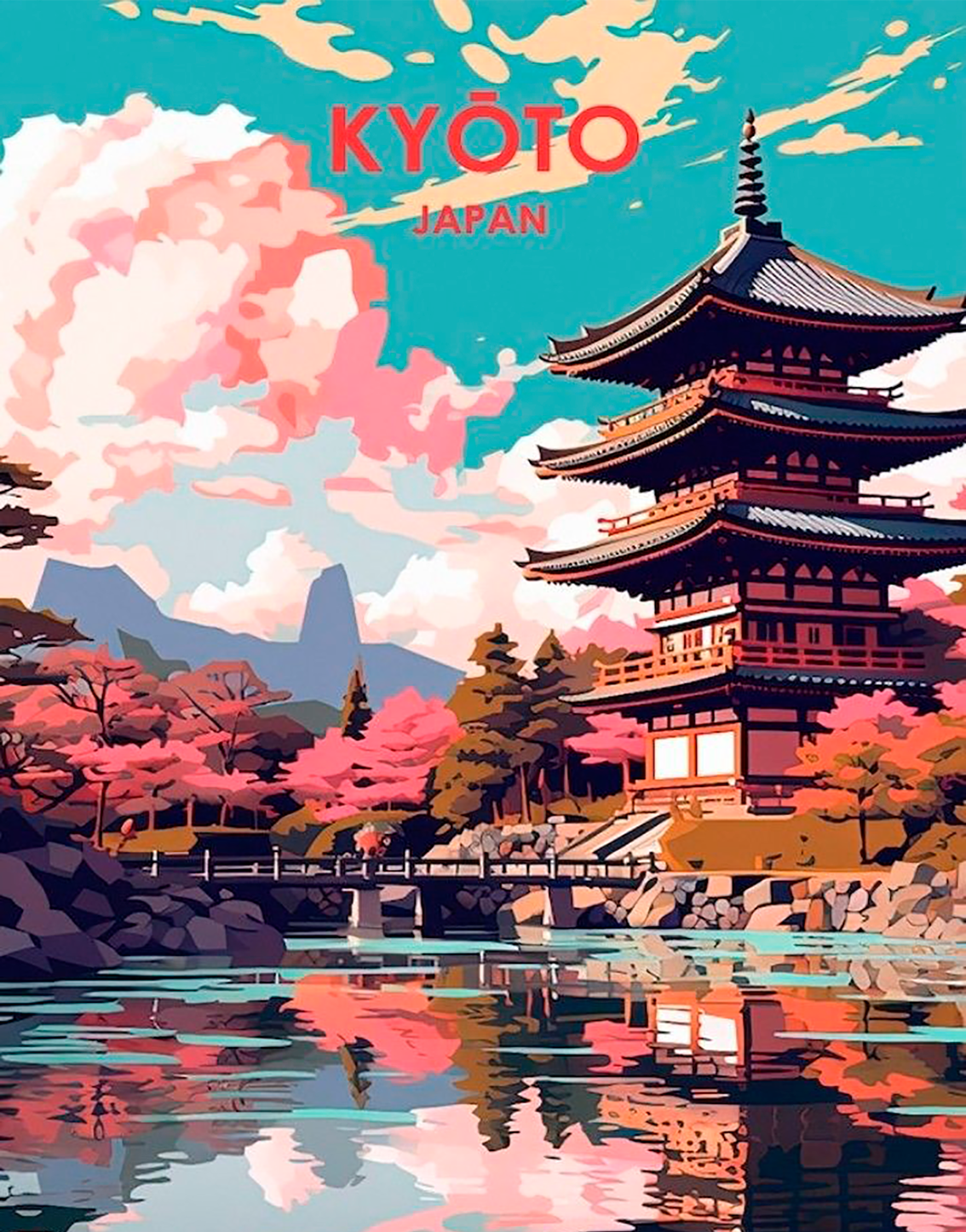 Картина по номерам "Японский храм" 40х50 см, хлопковый холст на подрамнике, акрил, АртТойс