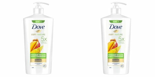 Dove Шампунь для волос, Питание и восстановление, Манго, 630 мл, 2 шт