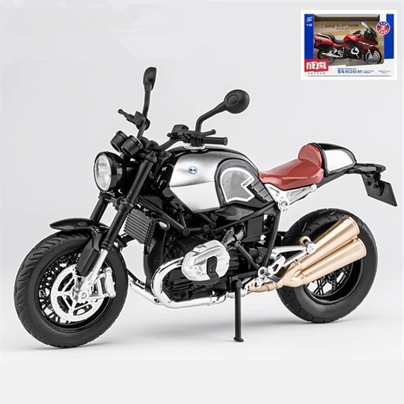 Мотоцикл BMW R Nine T 1:12, серебристый, в коробке
