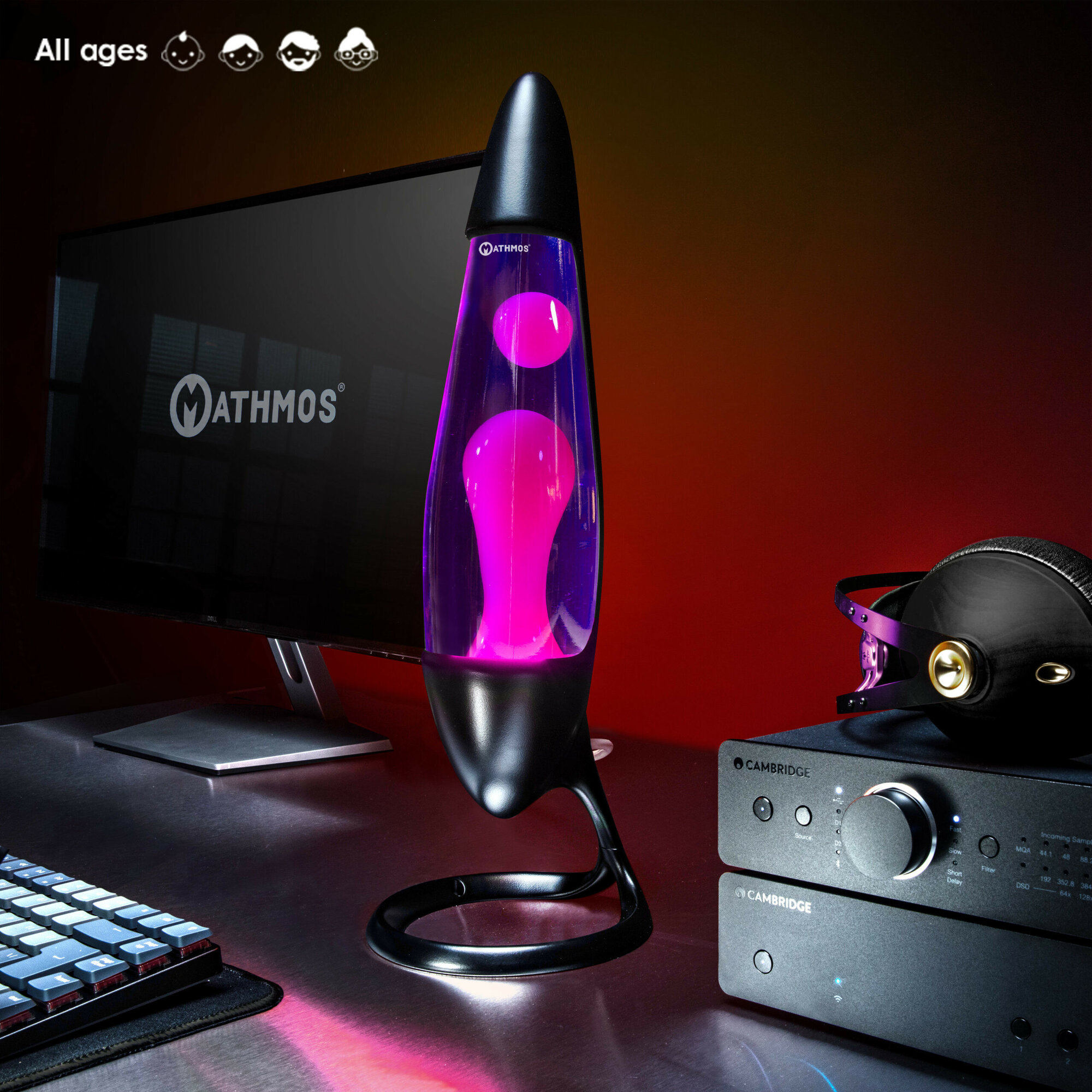 Лава-лампа Mathmos Neo Розовая/Фиолетовая Black