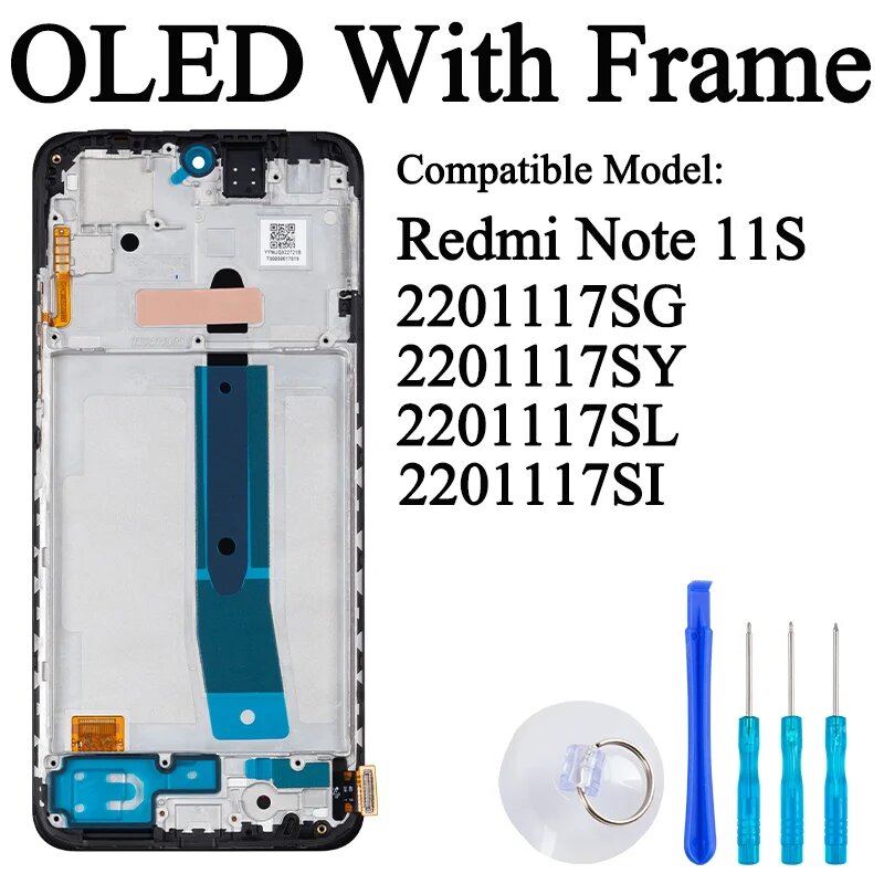 2201117 TG 2201117 SG Премиум ЖК-дисплей для Xiaomi Redmi Note 11, дигитайзер 11S OLED Frame