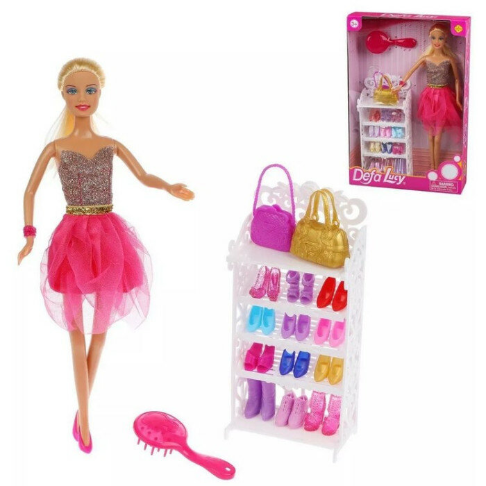 Кукла 44 см с набором одежды и аксессуарами:2 платья, плойка,