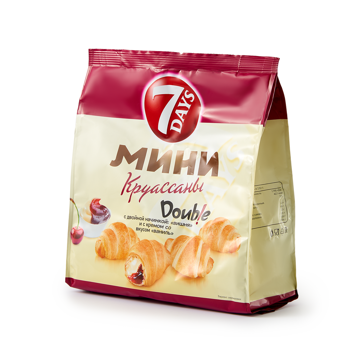 Мини-круассаны 7 Days вишня и крем со вкусом ванили, 265 г, 1 шт
