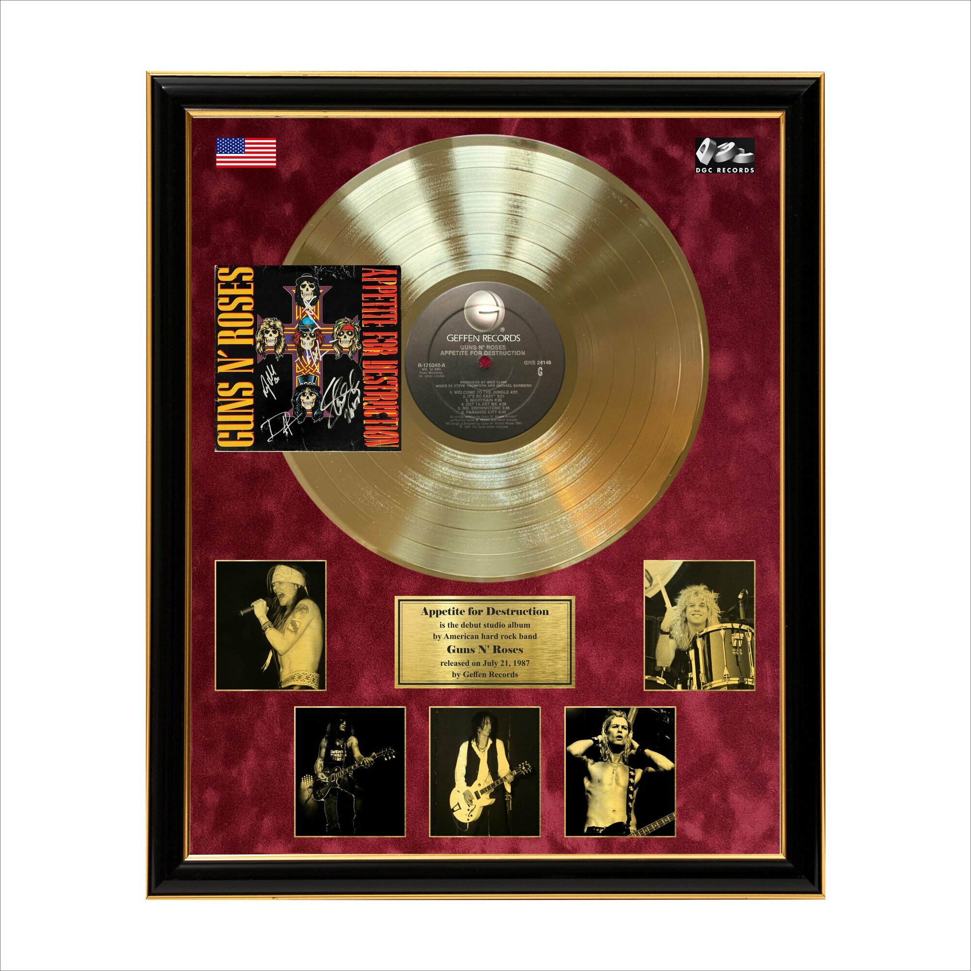 Золотой диск Guns n' roses картина 45х55см