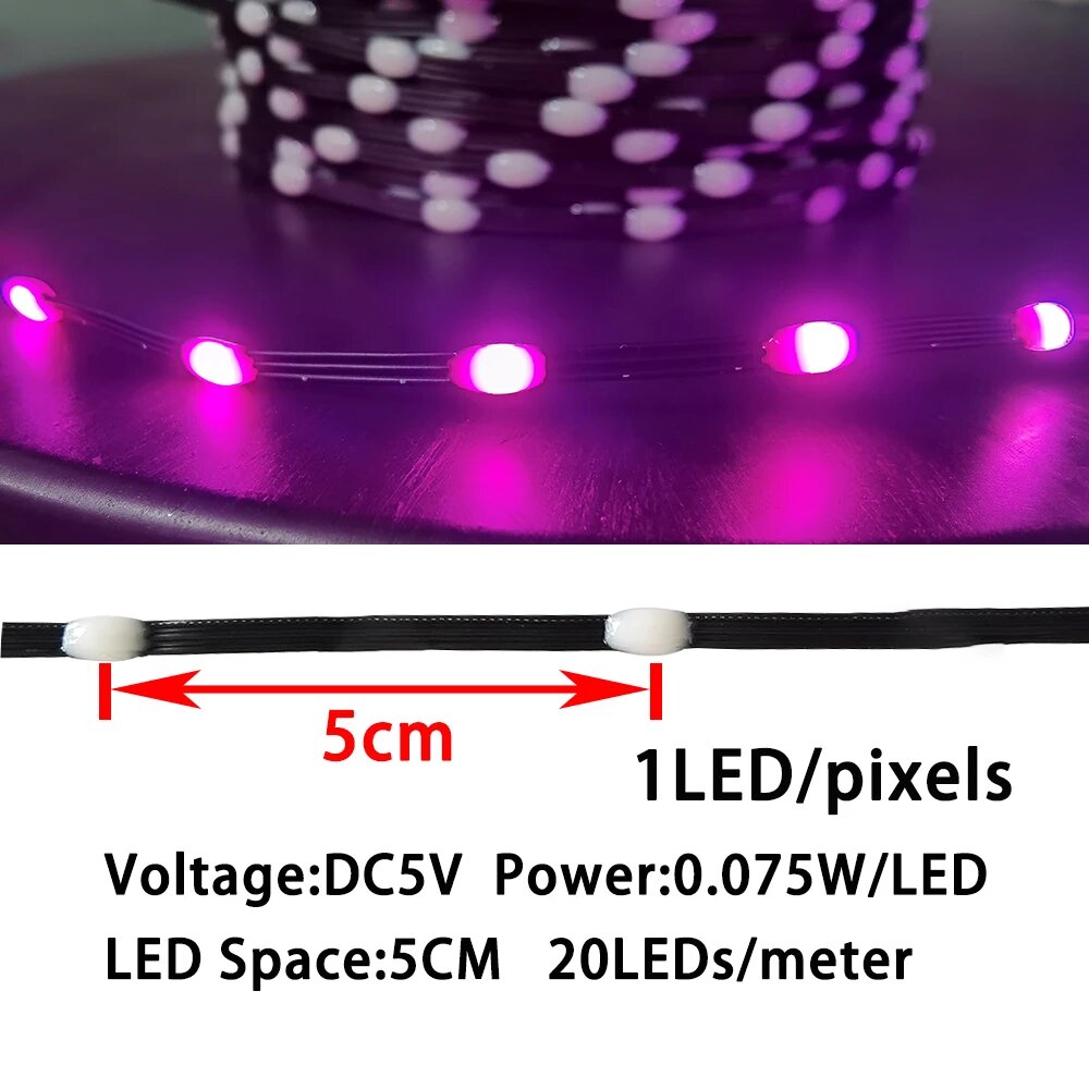 Гирлянда светодиодная KNOW SHINE 5м, LED Space 5cm, DC5V, черная