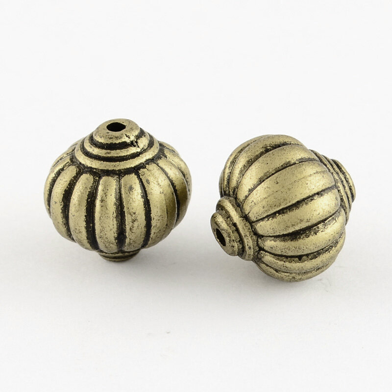 Бусина акриловая, 14х14мм, фонарик, золотисто-бронзовый с чернением, 50 грамм