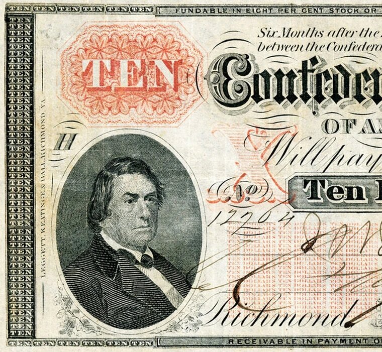 10 долларов конфедерации Штатов Америки 1861 года сувенирная копия, банкноты и купюры редкие коллекционные