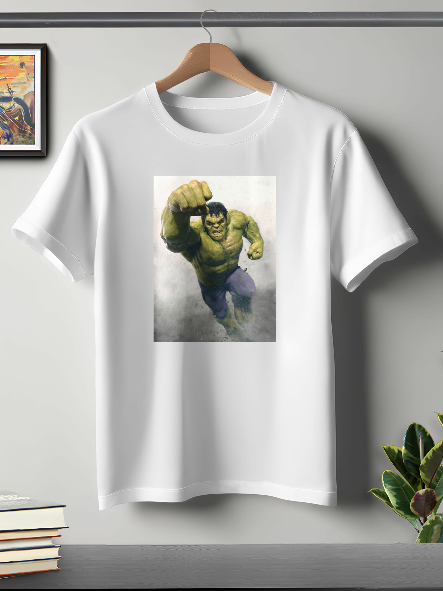 Футболка ONEQ унисекс 48-50 (L) размер с принтом Халк, белая