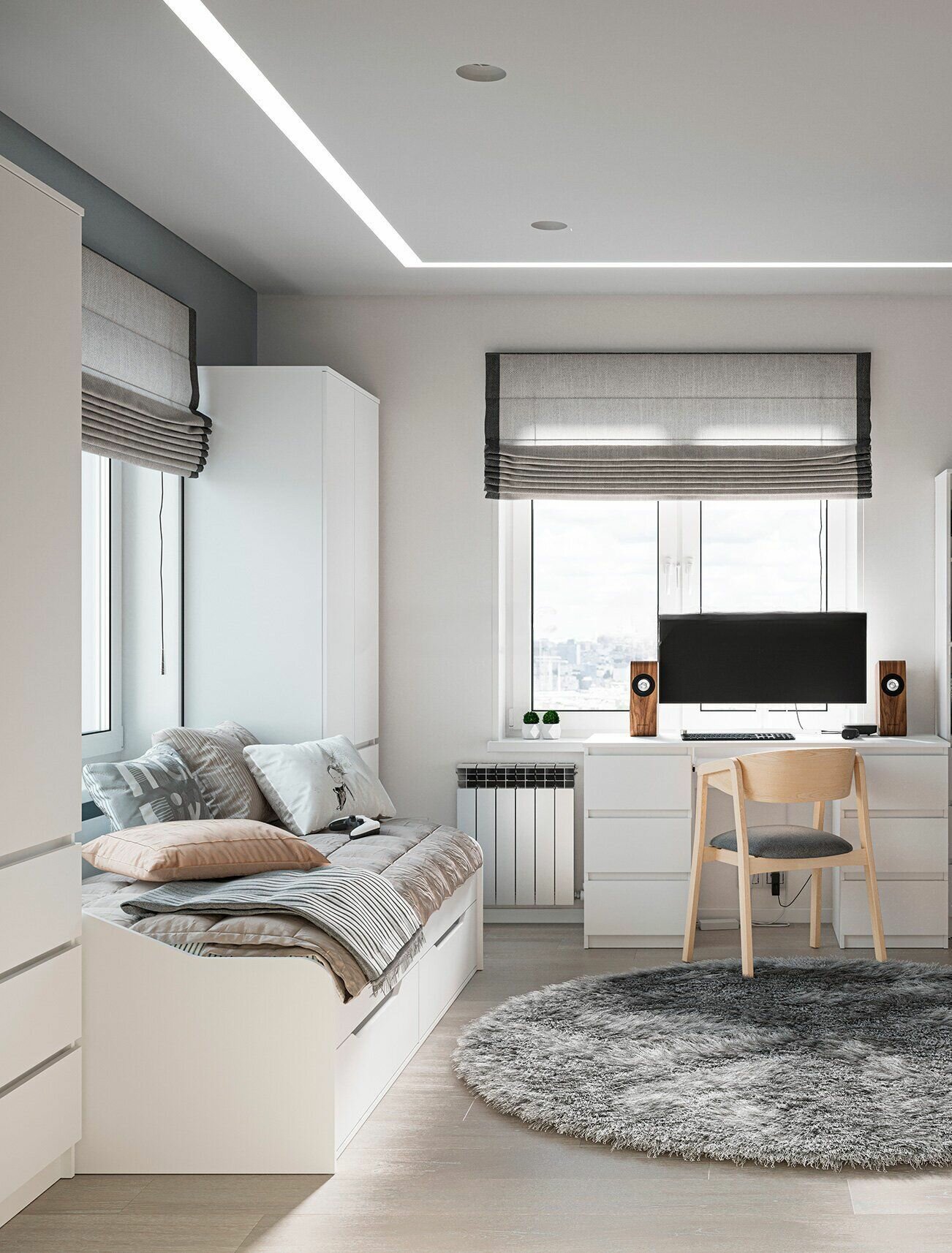 Комплект мебели для детской Норд №3 Белый гладкий