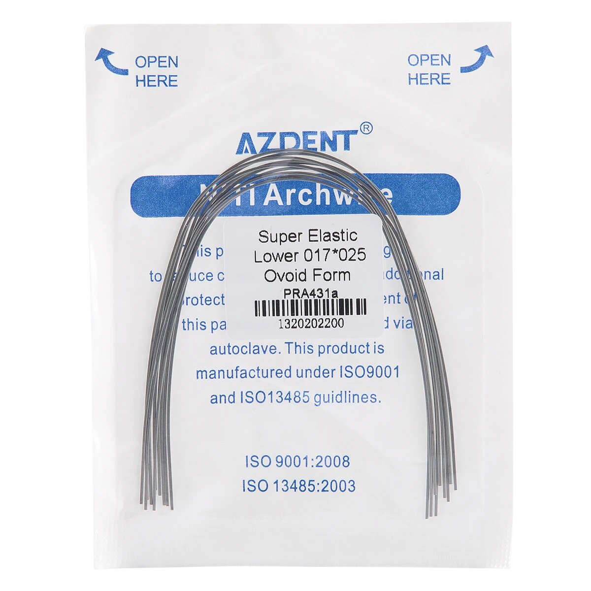 AZDENT Ортодонтические проволоки NITI 1 Pack 17x25Lower