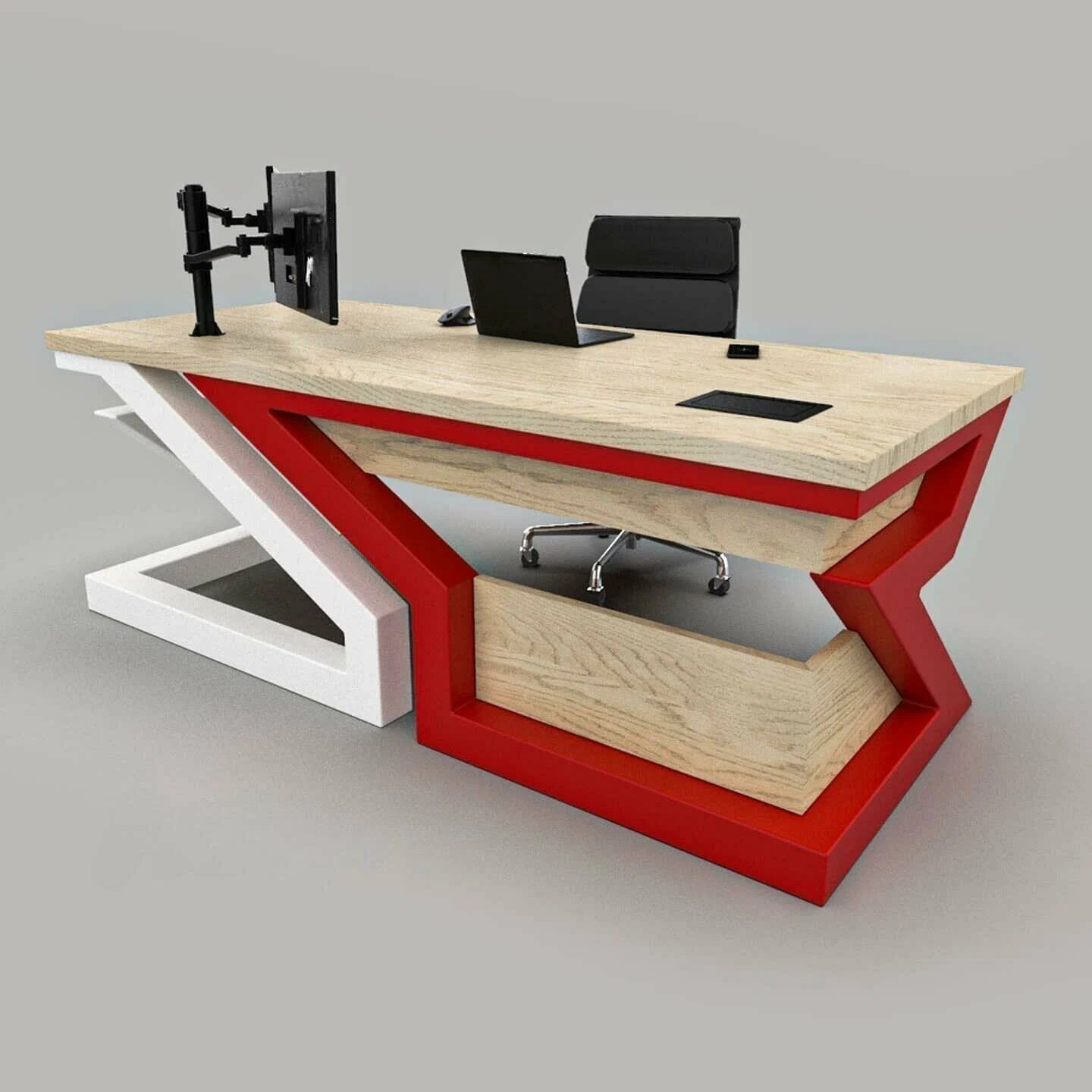 Компьютерный / письменный стол Лофт из металла и массива дуба от MetalCraft Модель 12