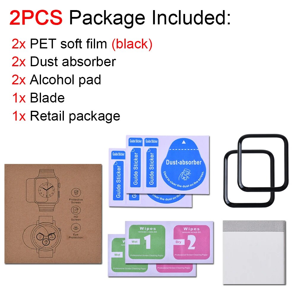 Защитное стекло YuiYuKari для Apple Watch серия 9 8 7 6 5 4 3 SE 44mm series 4 5 6 SE, 2 PCS