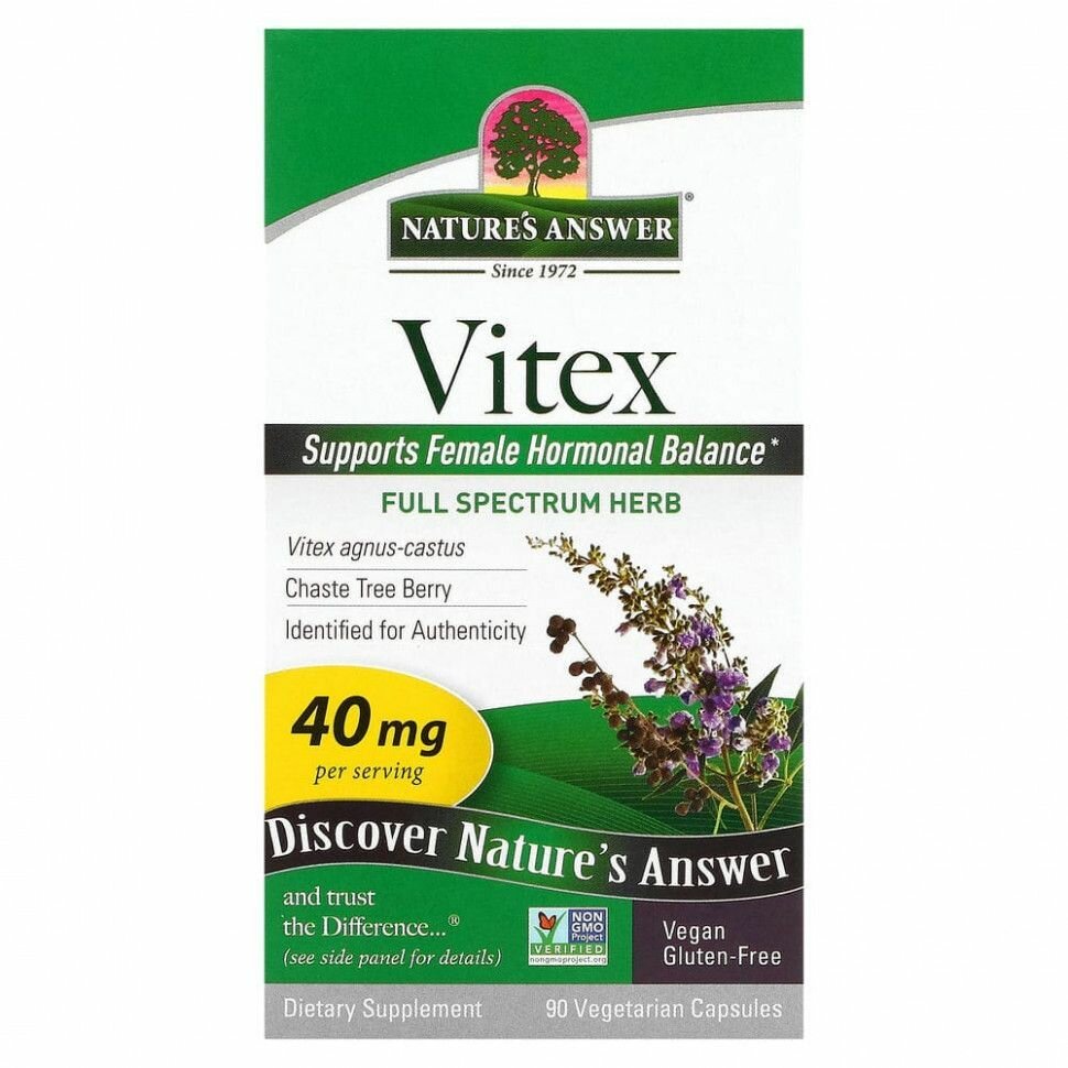 Витекс священный, 90 вегетарианских капсул, Vitex, Nature's Answer