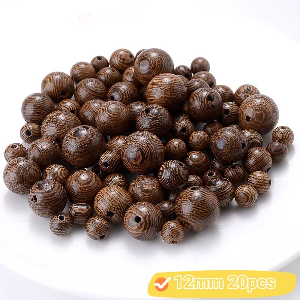 Деревянные бусины коричневые 6 8 10 12 мм