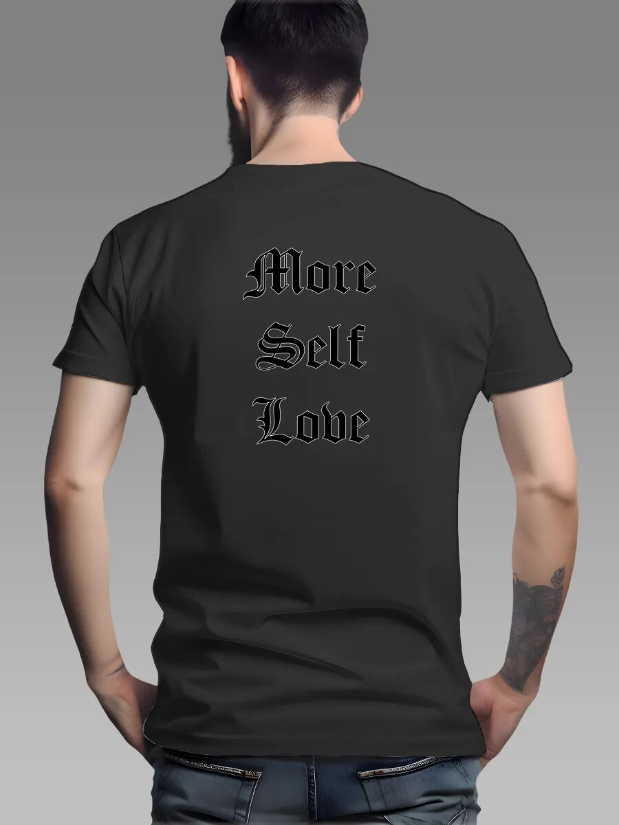 Футболка на спине надпись More Seif Jobe