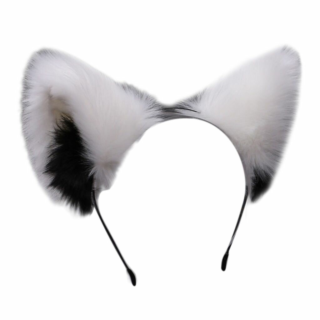 Трехмерная повязка на голову с кошачьими ушками и лисьими -белый