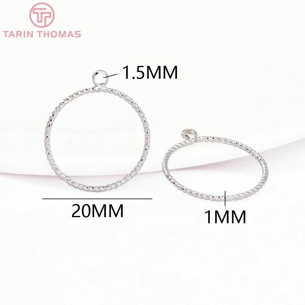 (3581) 10 шт. 18 мм 20 мм, позолоченные латунные круглые соединительные кольца 4932-Platinum Color