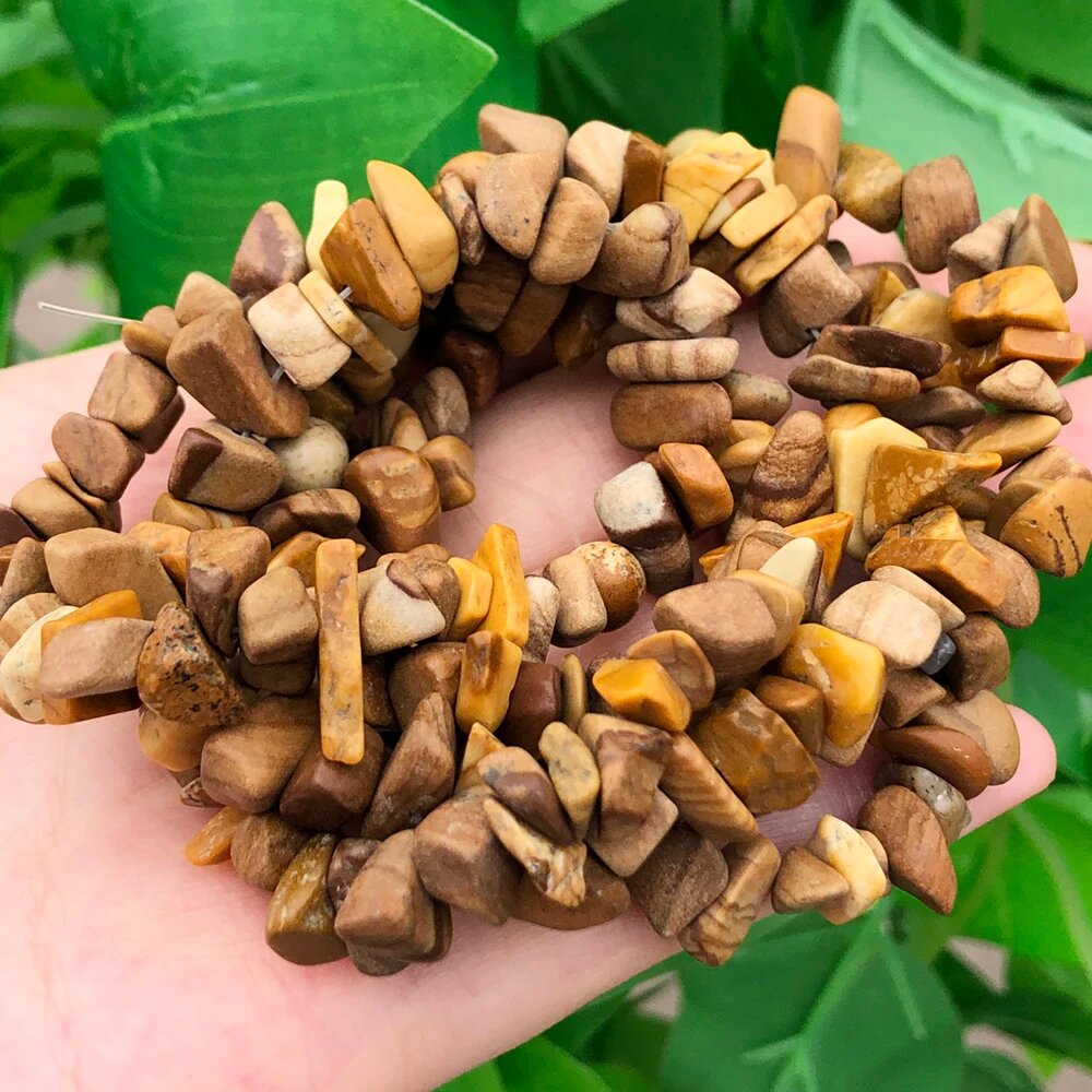 Куoyu Красный гранатовый камень бусины 3-8 мм Коричневый, 3-5mm 16inches, Yellow wood jasper