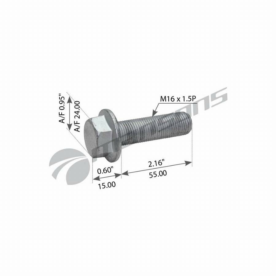 Болт суппорта M16*1.5*55 MB Actros/Axor/SAF 600.198 (Mansons)