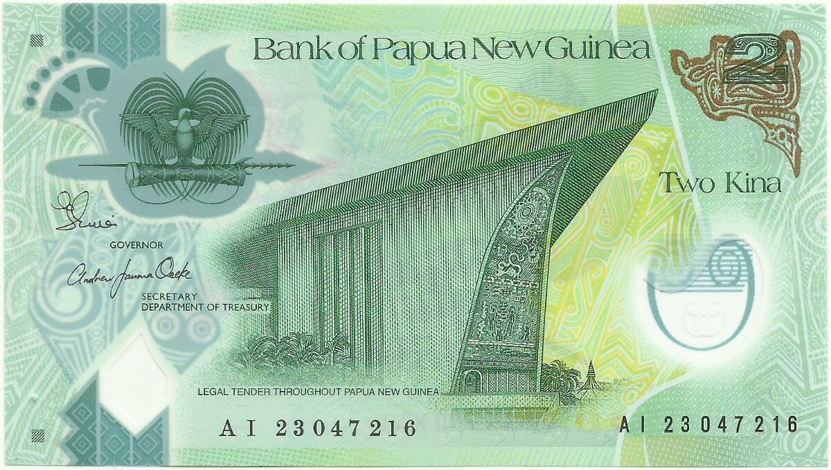 Банкнота номиналом 2 кина Папуа-Новой Гвинеи 2017-2023 годов. Состояние UNC P-W50 (40903)