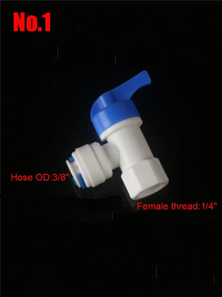 Пластиковый шаровой кран RO, Hose OD: 3/8", Female thread: 1/4", Цвет: NO.1