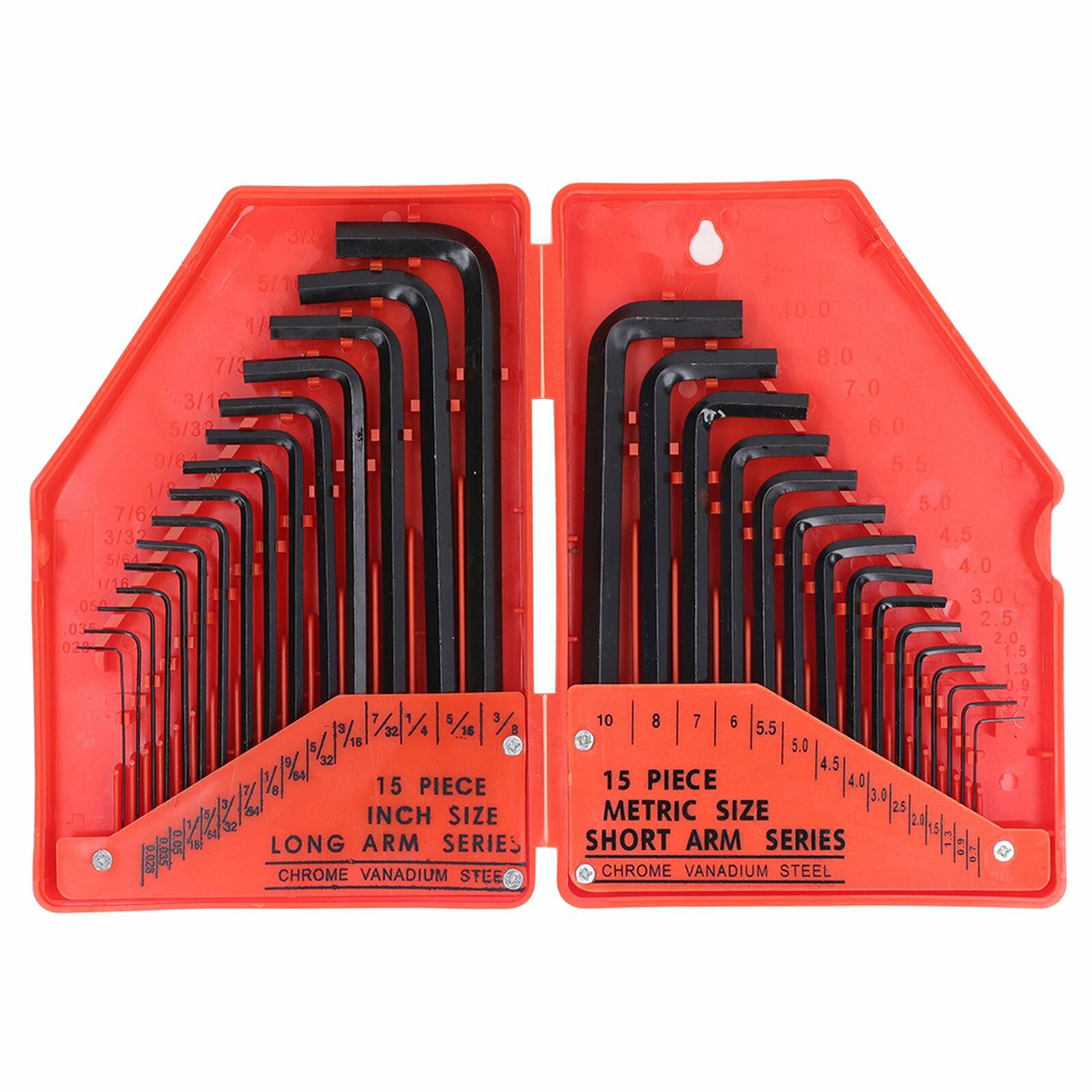 Набор из 30 шестигранных ключей из высокопрочной стали 45 дюймов, метрический, длинный, короткий, набор шестигранных ключей