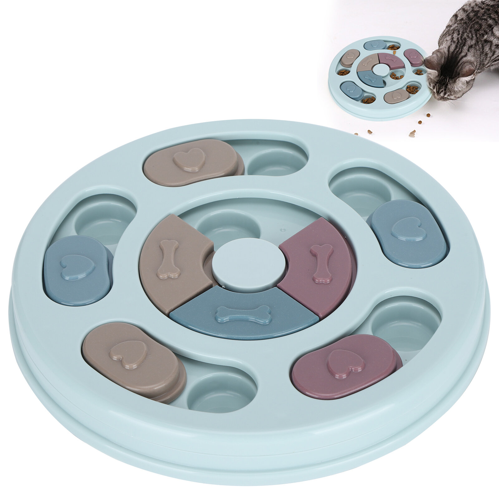 Тарелка для медленного кормления собак, дозатор корма для кошек, лоток для домашних животных, интерактивная головоломка-кормушка, игрушки, круглая форма
