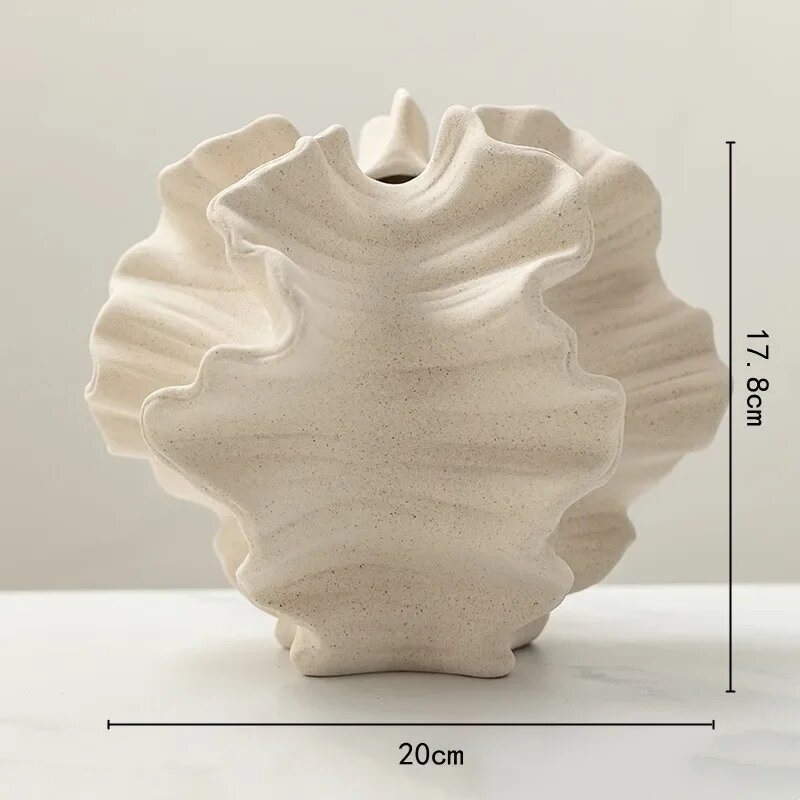 Керамическая ваза геометрические узоры, White L 20x17cm