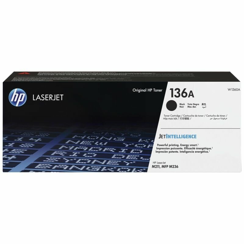 Картридж для принтера HP Лазерный, 136A, черный, для LaserJet M211, M236 (W1360A)