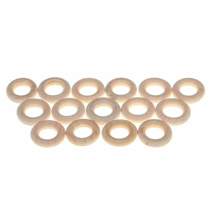 Кольца деревянные Sima-land без покрытия, D 20 мм, 15 шт (4138202)