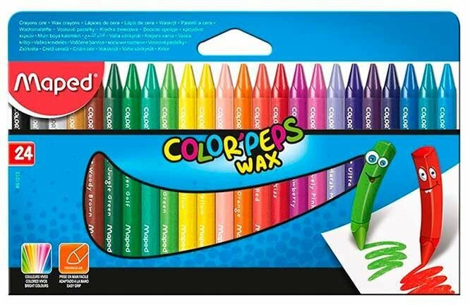 Восковые мелки Maped "Color'Peps", 24 цвета, в коробке (861013)