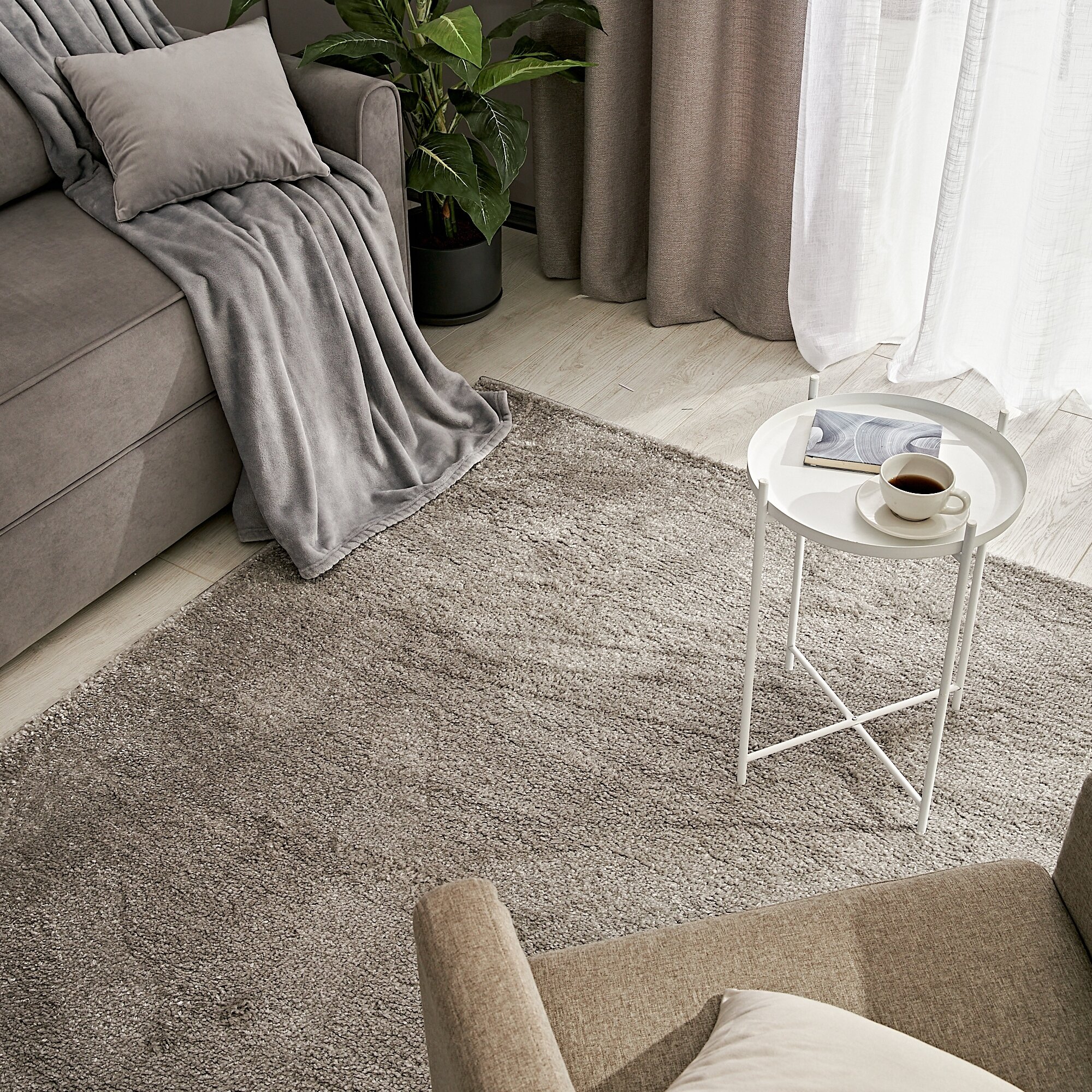 Ковер Kreaforta Shaggy Bosfor 80x150 см полипропилен цвет серый