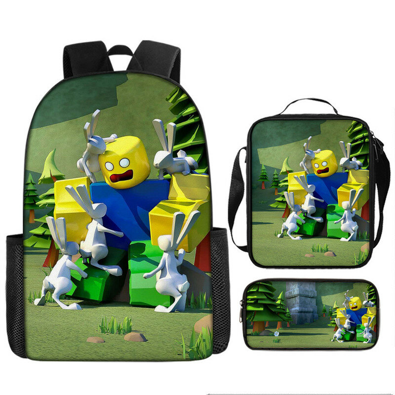 Сумка школьная трех частей / Roblox /с чехлом для карандашей и сумка мессенджер