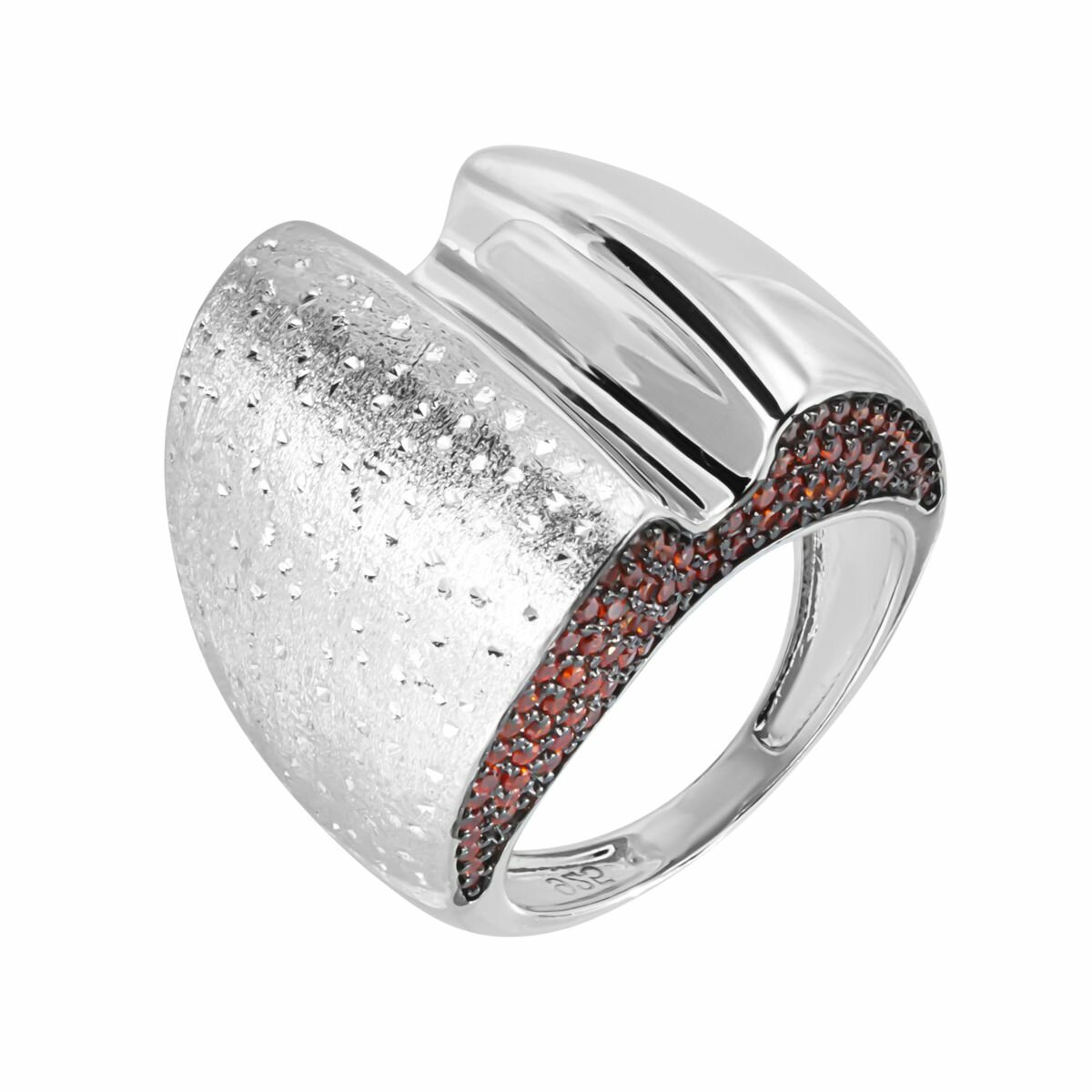 Кольцо тонкое, серебро, 925 проба, родирование, фианит