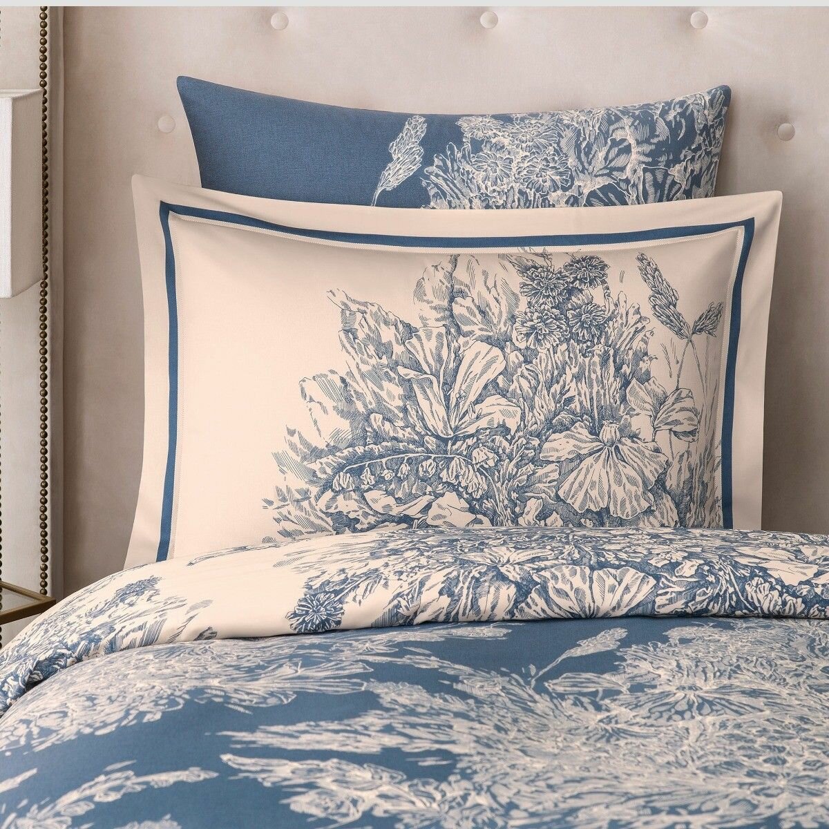 Фонтени сине-корич К-т наволочек 50х70-2пр, хл/сат