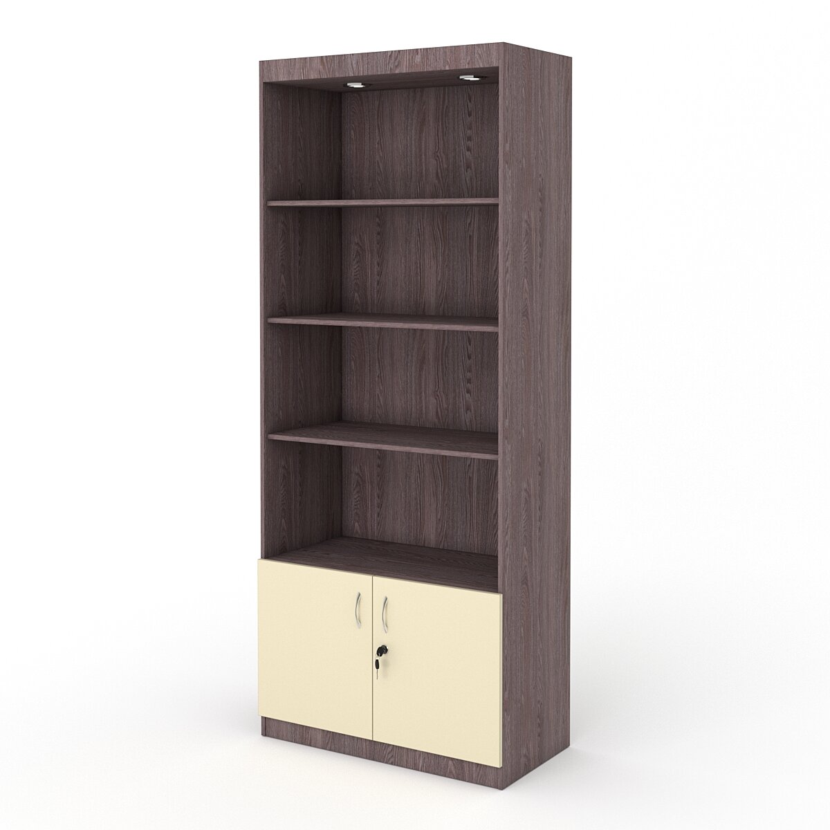 Стеллаж "афродита" №1-1 (задняя стенка - ДВП), Ясень Анкор и Крем Вайс U31105-U2236