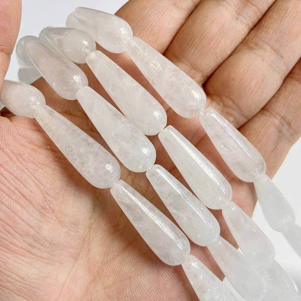 Бусины из белого кварца, 2шт, NO.8, 10х30 мм