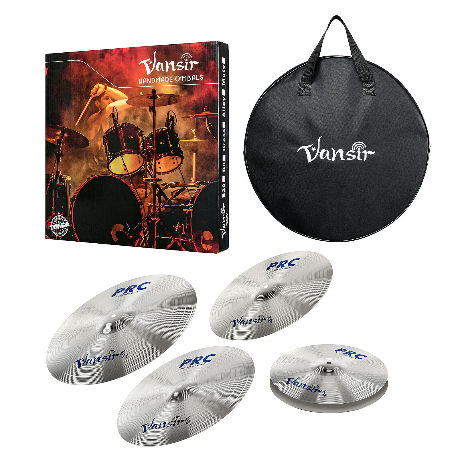 Комплект Тарелки VANSIR PRC-S Silver, 14" hi-hats, 16" crash, 18" crash, 20" ride, чехол, фирменная коробка