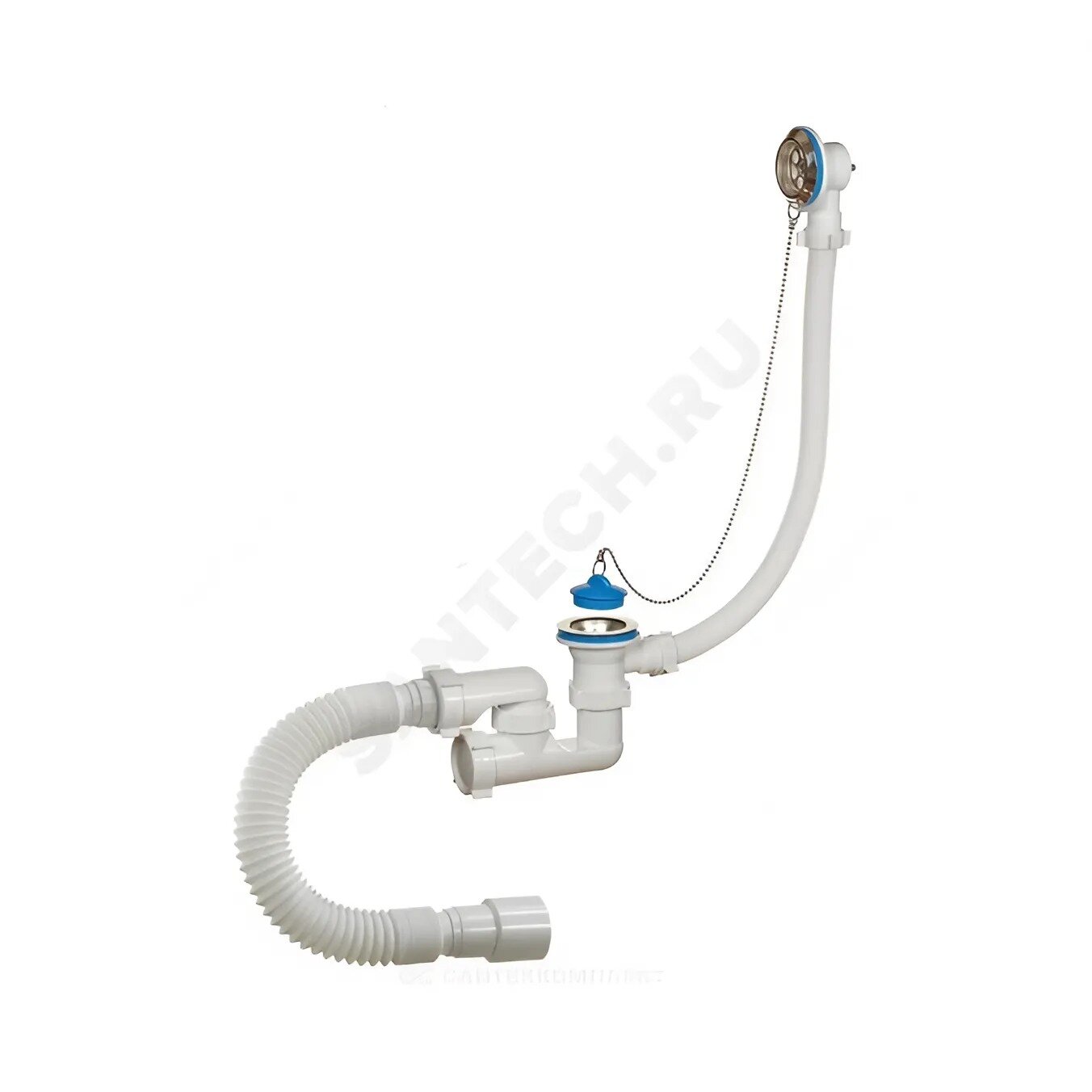 Сифон Орио A-80089, для ванны, регулируемый, с пробкой, белый
