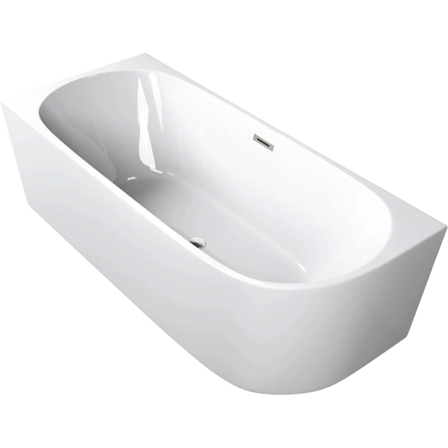 Акриловая ванна Ceruttispa Ami 10090 L 170x75 см, угловая, левая, пристенная, белая, асимметричная, с каркасом, со сливом-переливом, с донным клапаном