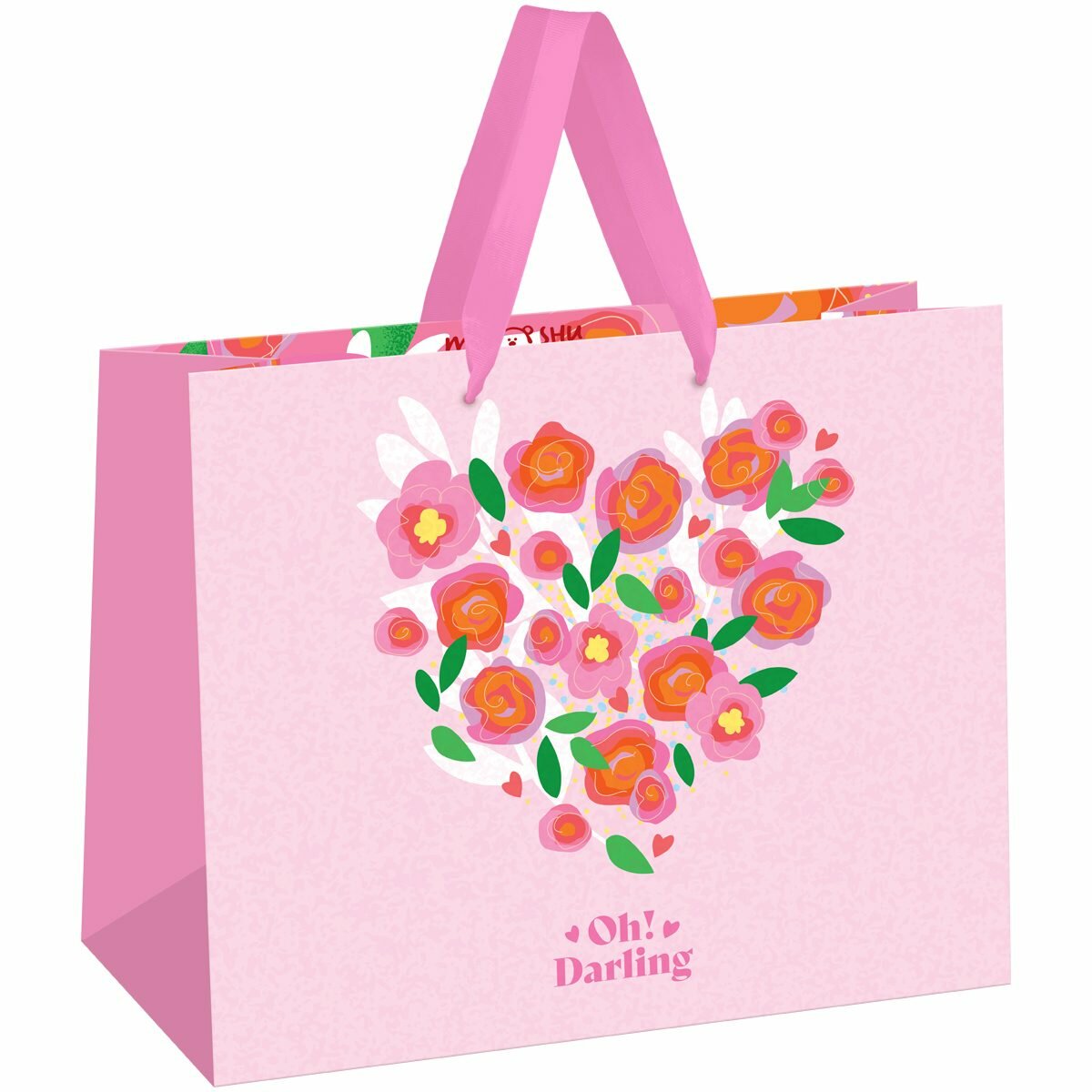 Пакет подарочный 32x26x12см MESHU "Pink flower", матовая ламинация (MS_61619)