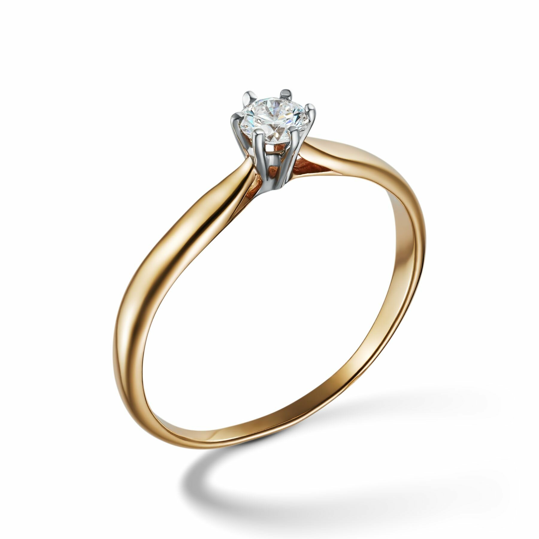 Кольцо помолвочное, красное золото, 585 проба, бриллиант