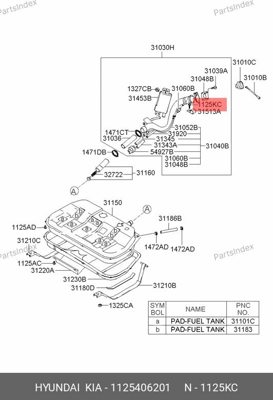 Бoлт автомобильный М6, HYUNDAI/KIA/MOBIS 1125406201