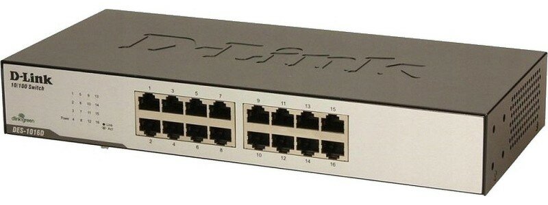 DES-1016DI1A / Коммутатор Неуправляемый коммутатор, 16x100Base-TX, корпус металл