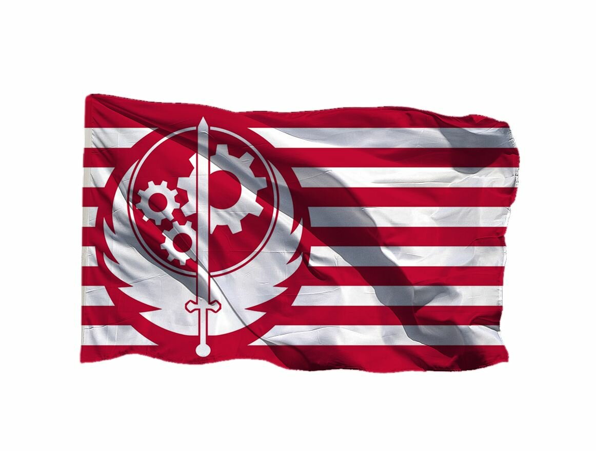 Флаг Братства Стали Fallout Фоллаут 70х105 см на шёлке для ручного древка