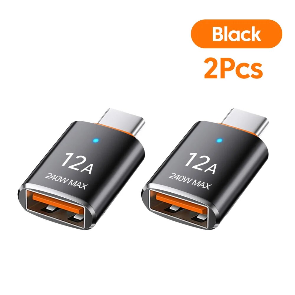 2шт. USB 3.0 OTG адаптер Type-C, 12A, черный