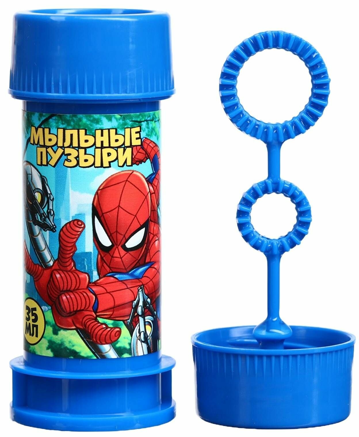 Мыльные пузыри "Человек-паук" для детей, с рамкой для выдува шариков, раствор в баночках по 35 мл, для игр на улице и дома, набор 20 шт